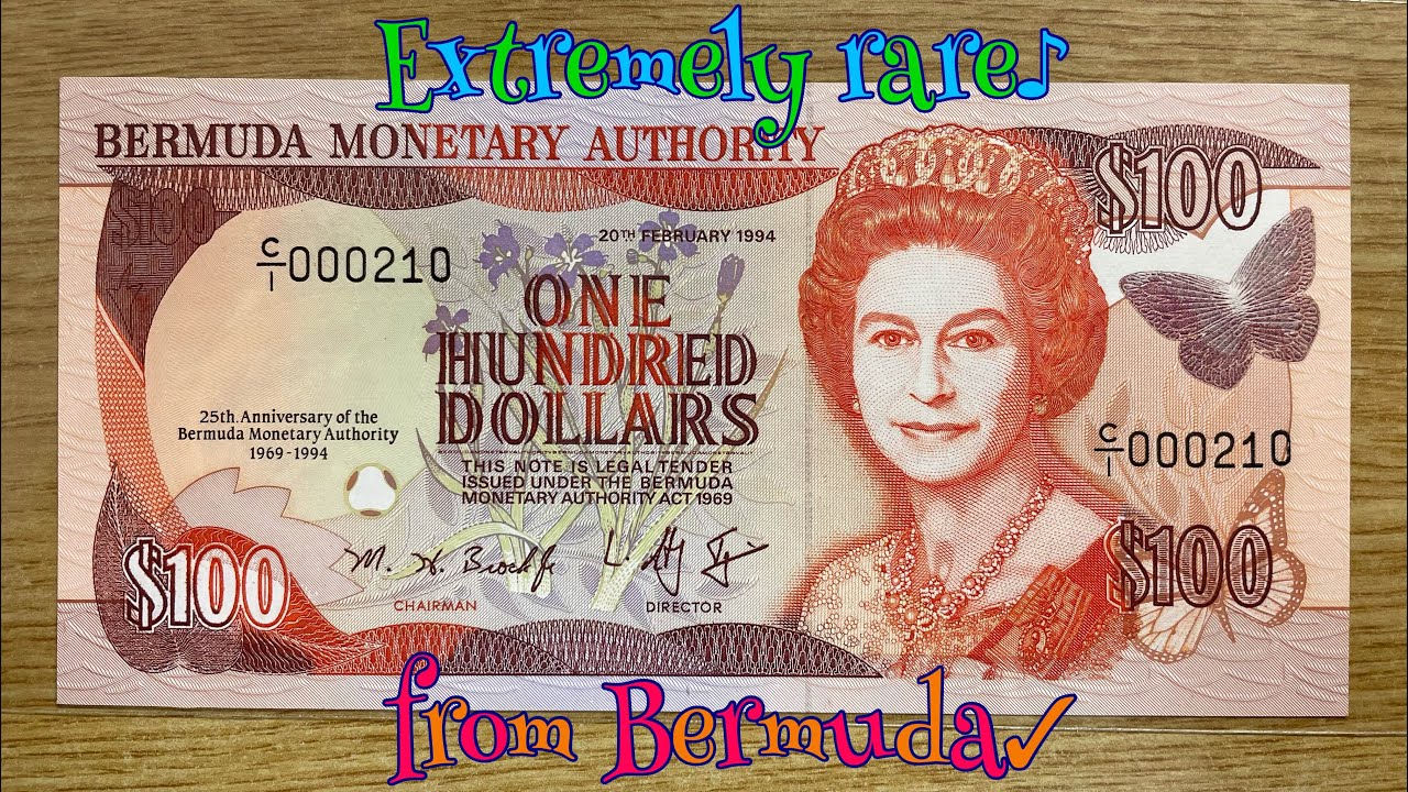 【Extremely RARE】百慕大货币局成立25周年纪念钞（Bermuda 100 Dollars commemorative banknote） - YouTube