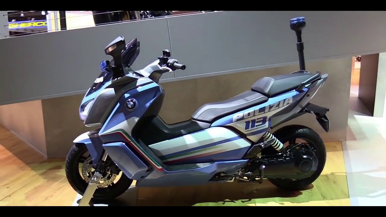 2017 BMW C Evolution Electric Police Scooter | Look around & First Look at Motor Show - YouTube