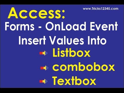 Access: Forms OnLoad Event - Insert Values Into Listbox combobox Textbox - YouTube