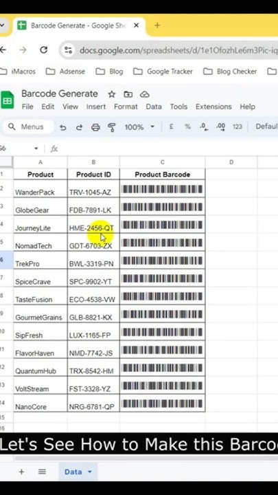 Generate Barcode in SECONDS with Google Sheets! | Barcode | Barcode in ...