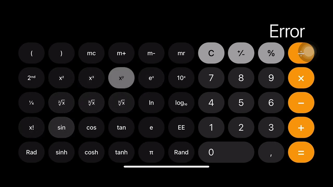 how to get error on iphone calculator - YouTube