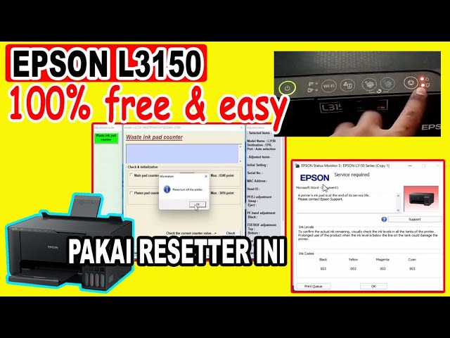 HOW TO RESET EPSON L3158 USING L3150 RESETTER, 49% OFF