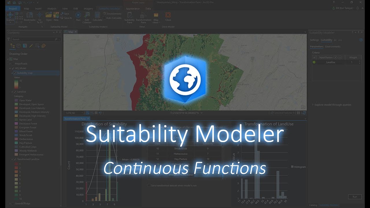 ArcGIS Pro - Suitability Modeler Continuous Functions Sample - YouTube