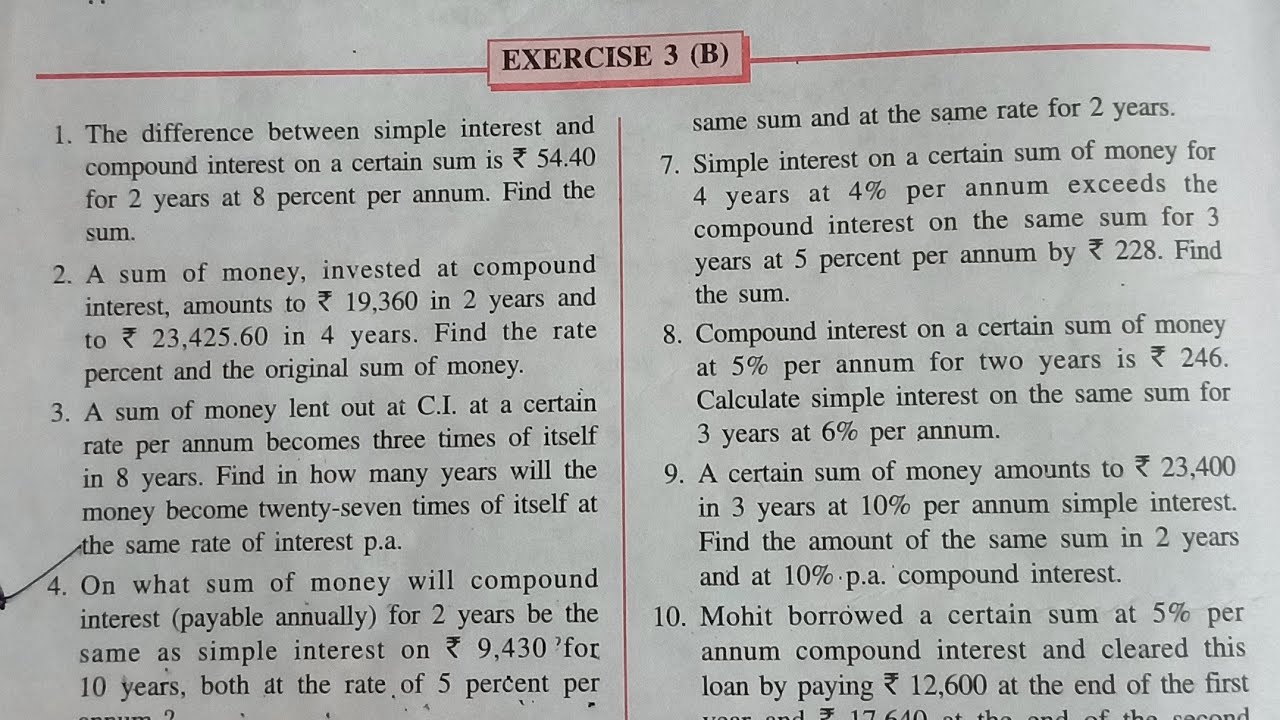 compound interest using formula class 9 icse Selina Ex-3B full chapter ...