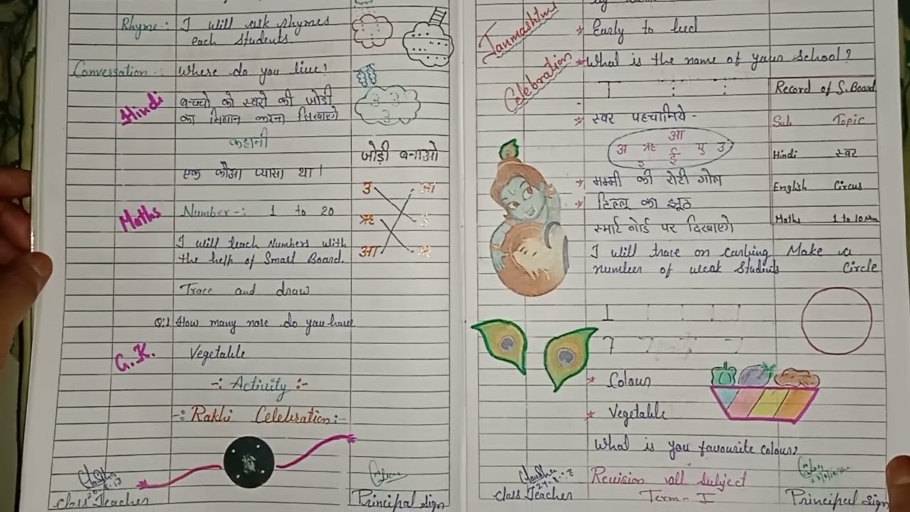 "Class - Nursery" Teacher's Diary of all subject (Part -3) - YouTube