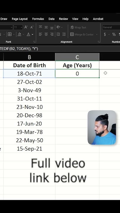 Calculate Age in Excel in Seconds! 📅 | #ExcelShorts #exceltips - YouTube