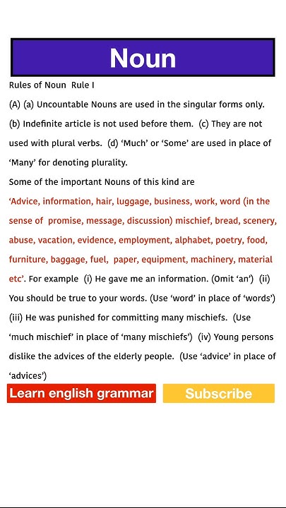 Rules of noun english grammar #english #grammar #noun - YouTube