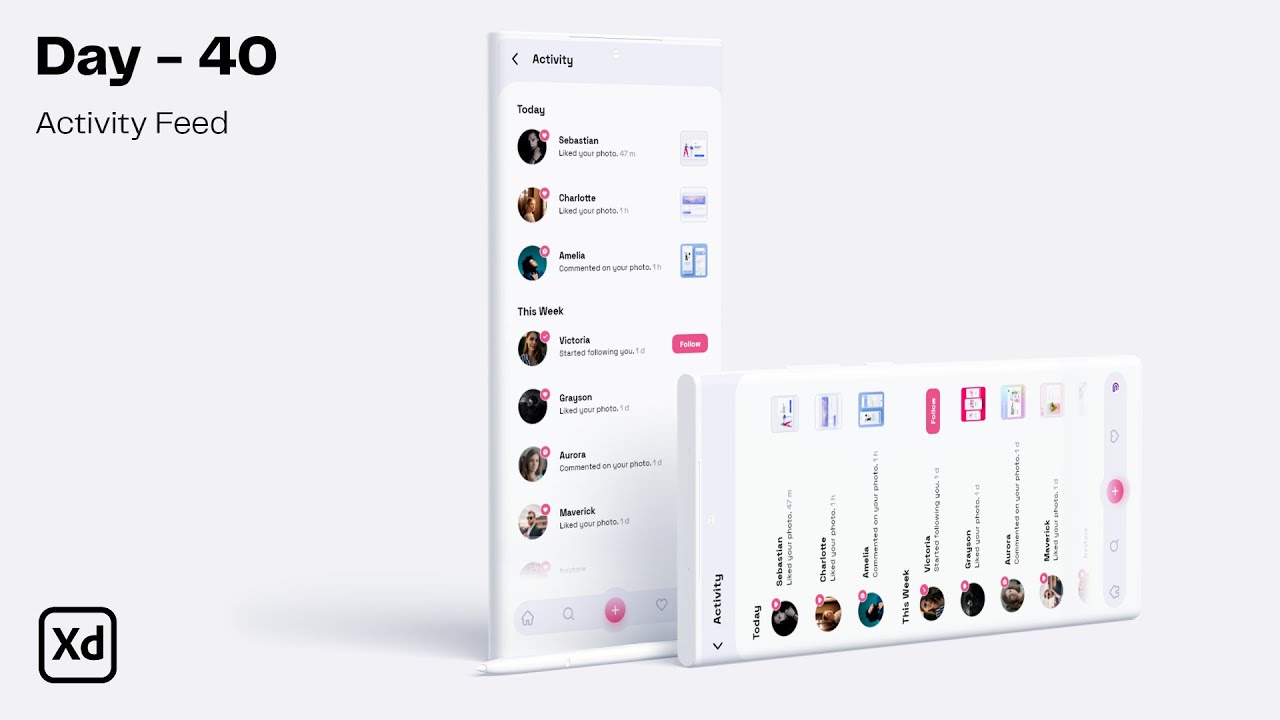 Daily UI Design Challenge | Day - 40 | Activity Feed App UI - YouTube