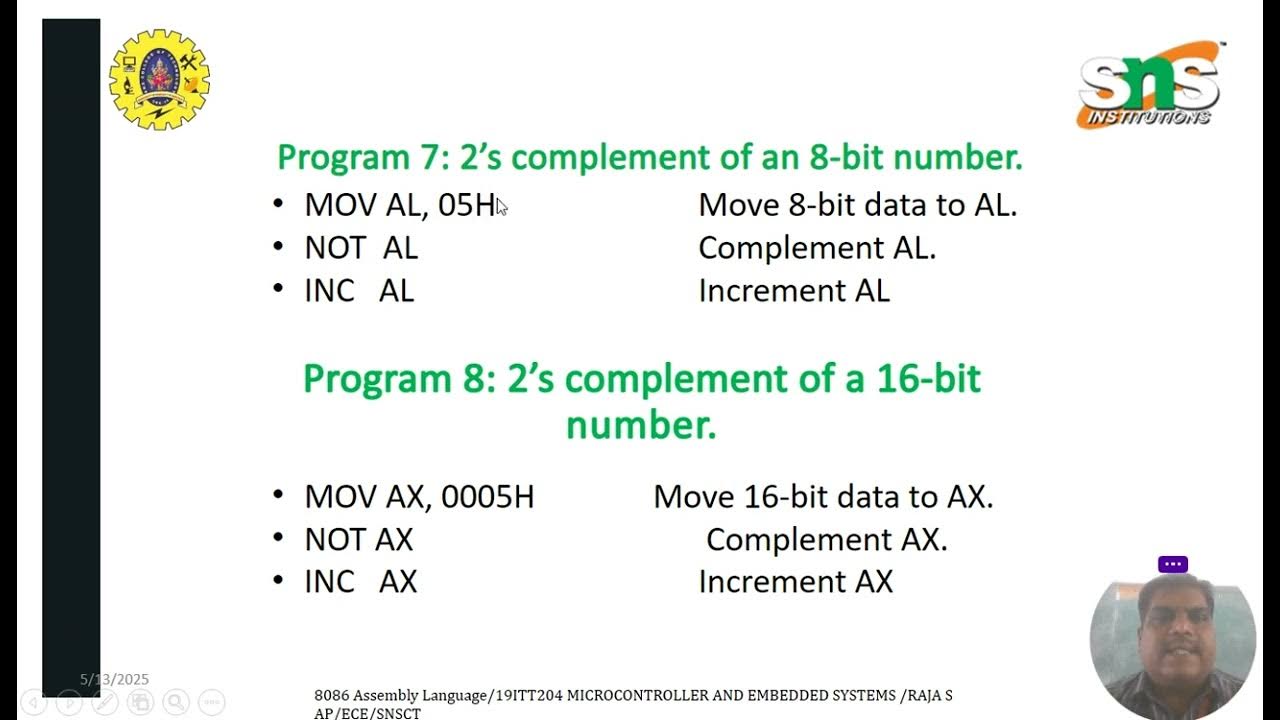 8086 Assembly Language Program | Microprocessor and Microcontroller | SNS Institutions - YouTube