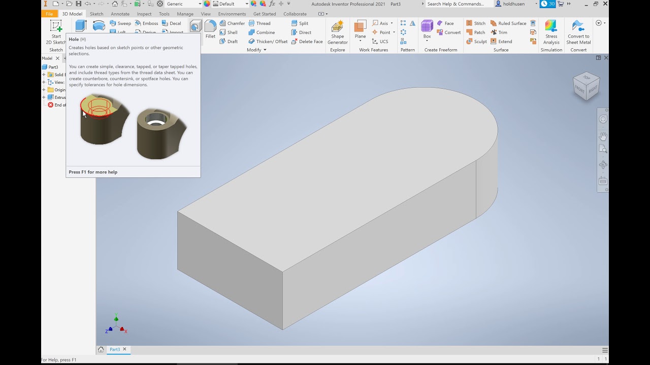 Inventor - Chapter 8 - Constructive Solid Geometry Concepts - YouTube