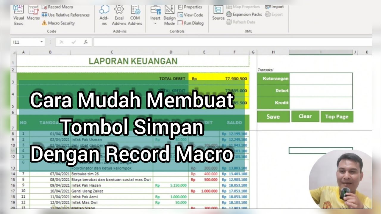 CARA MEMBUAT TOMBOL SIMPAN/MENAMBAH DATA DENGAN RECORD MACRO - YouTube