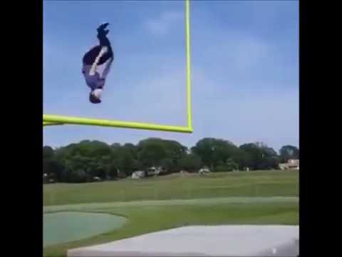 Fail backflip off goal post - YouTube