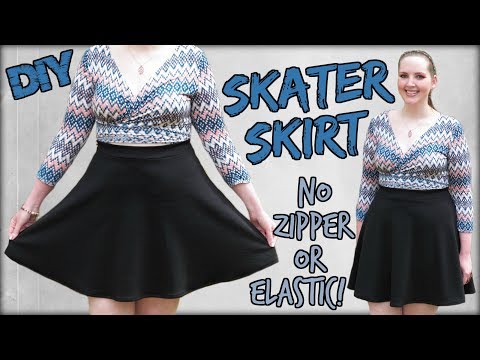How to Make a Skater Skirt EASY! | No Zipper or Elastic | Sewing Projects for Beginners