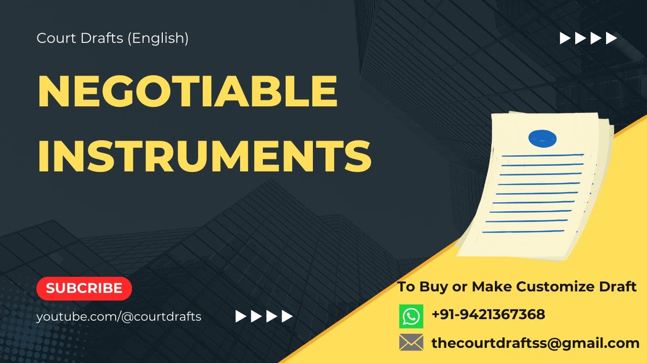 Negotiable Instruments Act 2 | English Court Drafts - YouTube