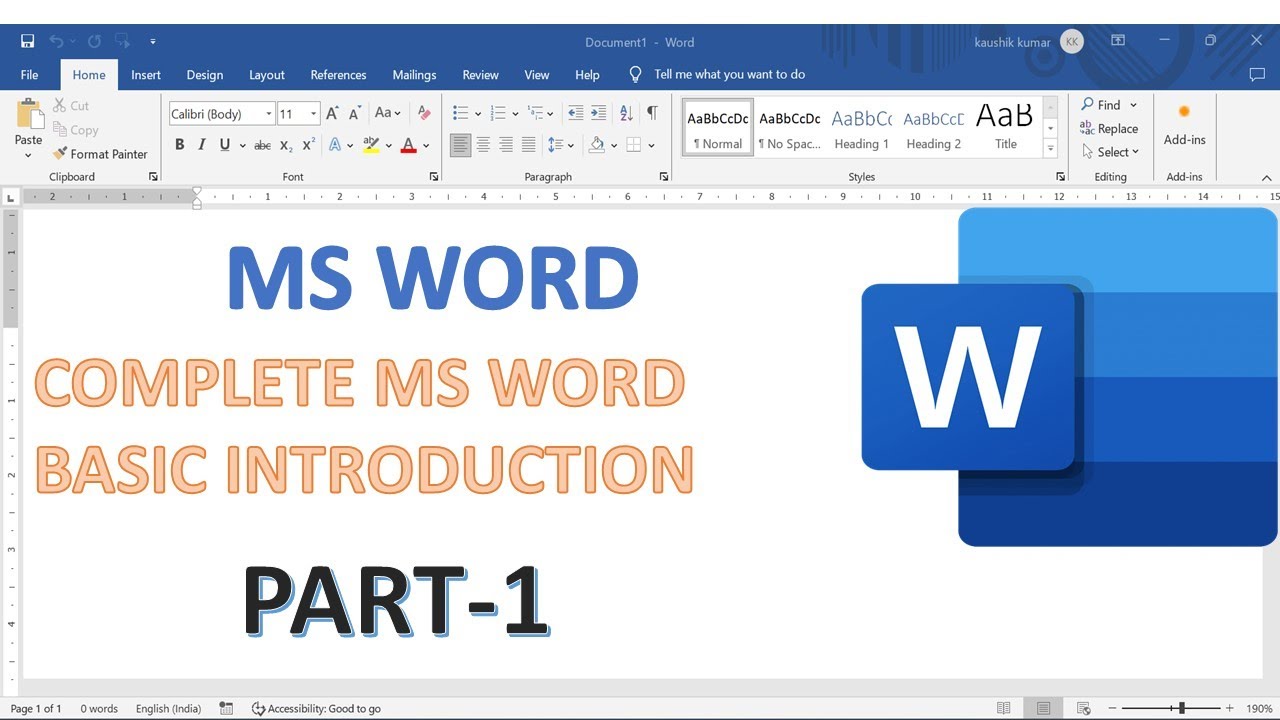 COMPLETE BASIC INTRODUCTION OF MS WORD || MS WORD || BY KAUSHIK SIR ...