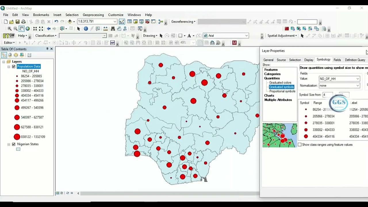 Display Point Data with Graduated Symbol in ArcGIS - YouTube