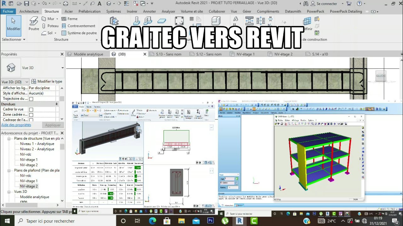 Tutoriels 18 revit ferraillage /Exportations ferraillage poutre Graitec arche vers Revit - YouTube