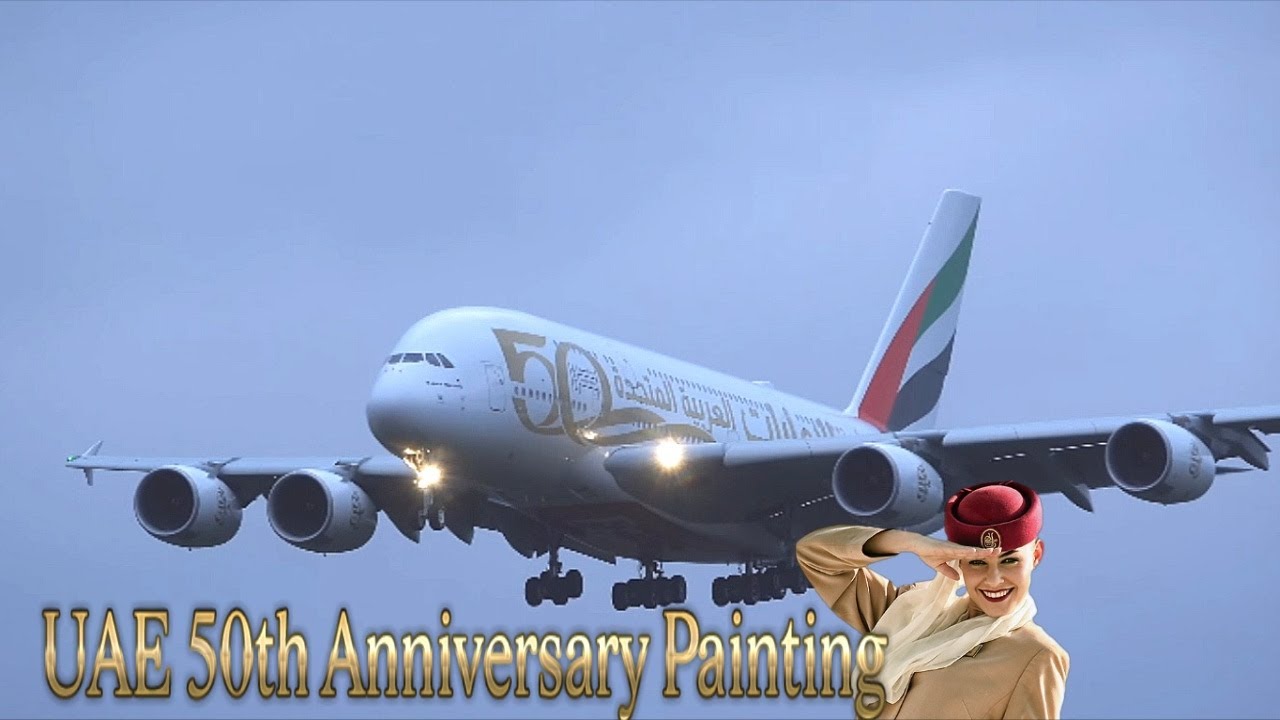 UAE 50th Anniversary Painting Landing Giant Super A380 EMIRATES (HD ...