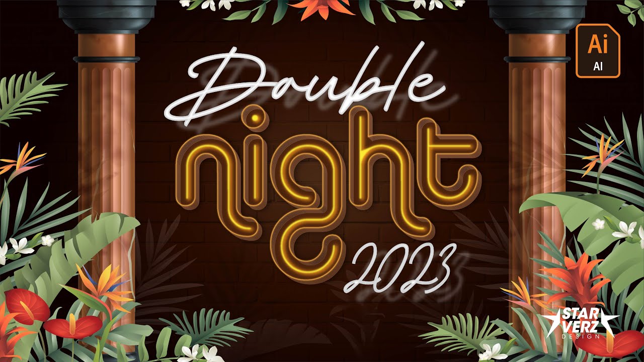 Create Editable Text Effect Neon Double Night in Adobe Illustrator ...