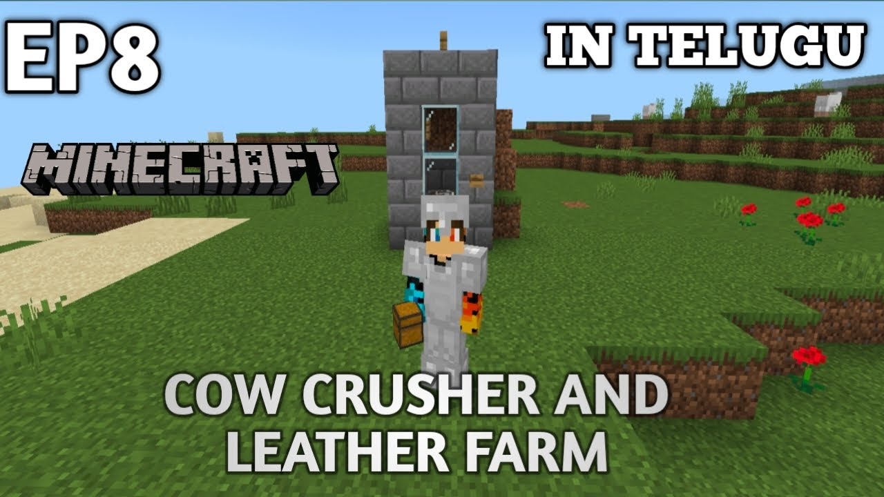 Minecraft In Telugu/EP8/Cow Crusher And Leather Farm - YouTube