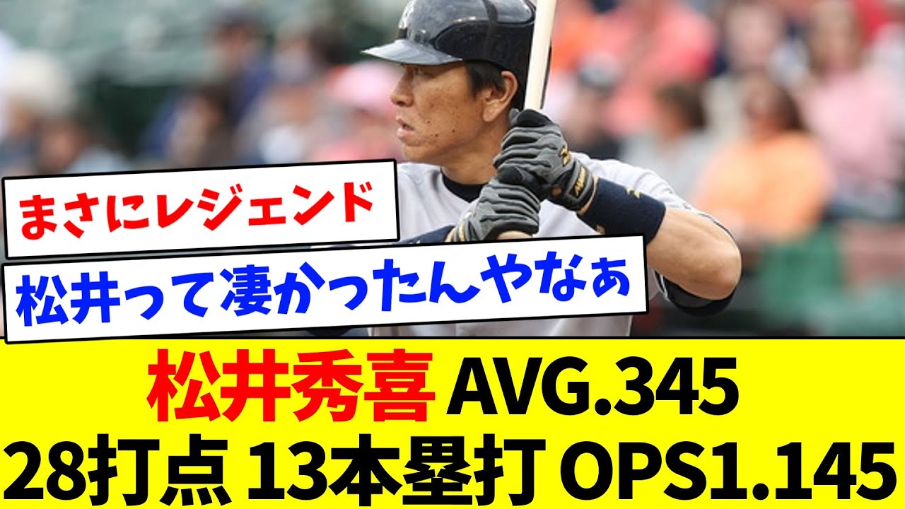 【レジェンド】松井秀喜(2007年7月)avg345 28打点 13本塁打 Ops1145【なんj反応】【プロ野球反応集】【2chスレ】【5chスレ】 Youtube