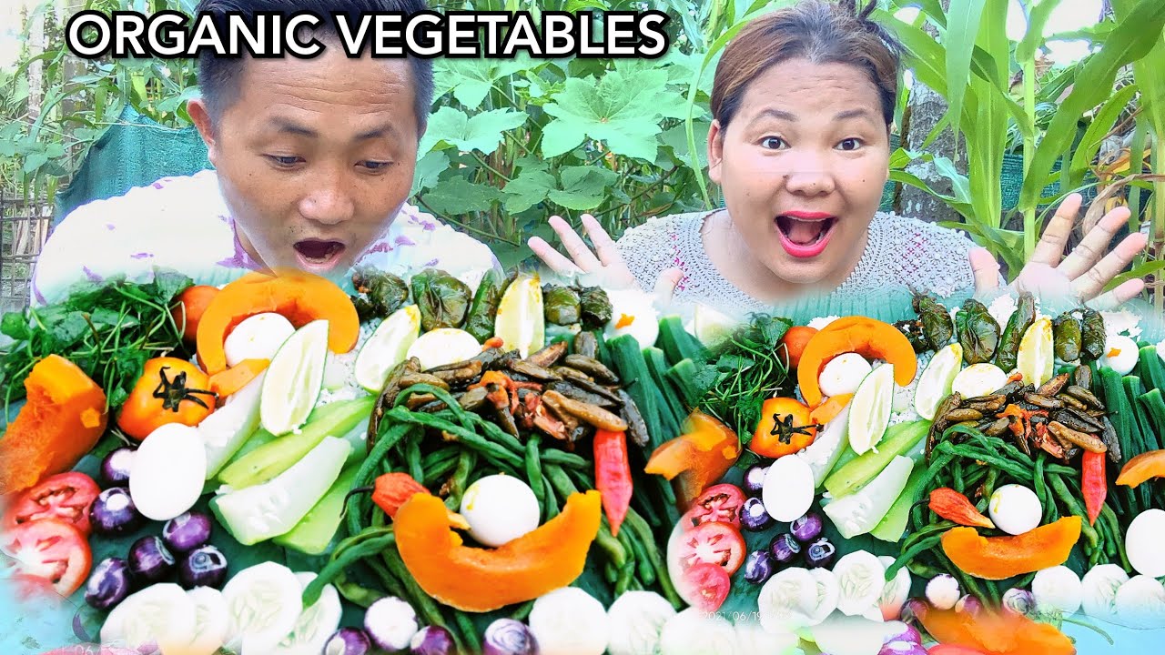 NAGA MUKBANG ORGANIC GREEN VEGETABLES WITH EGG BOILED - YouTube