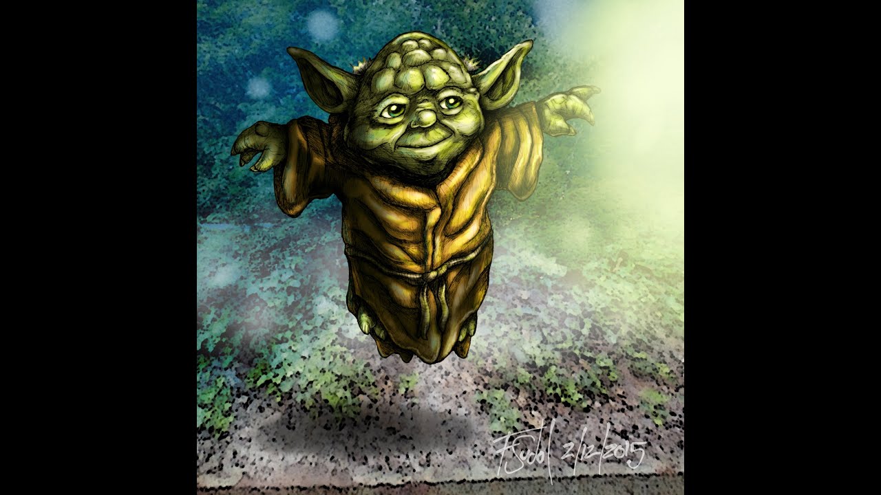 Floating Yoda Fan Art - Shading, Coloring Yoda - YouTube