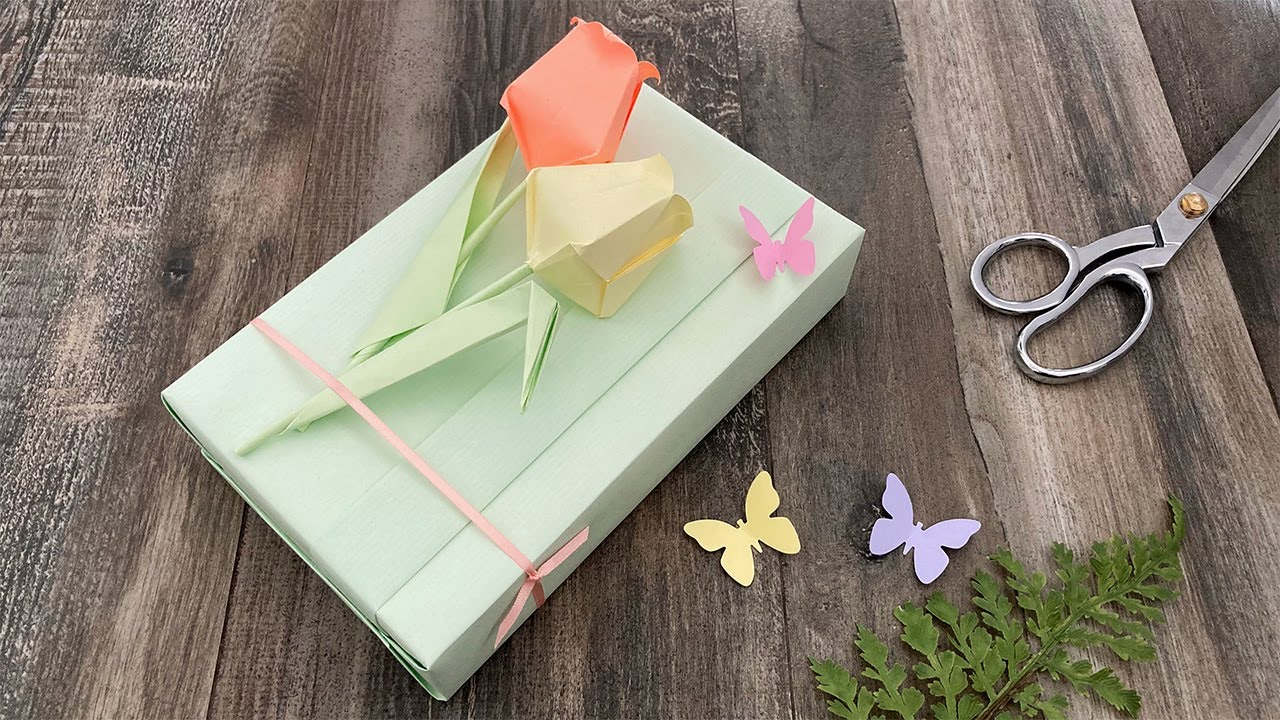 Paper Tulip Themed Gift Wrapping | Paper Flowers | Spring Crafts - YouTube
