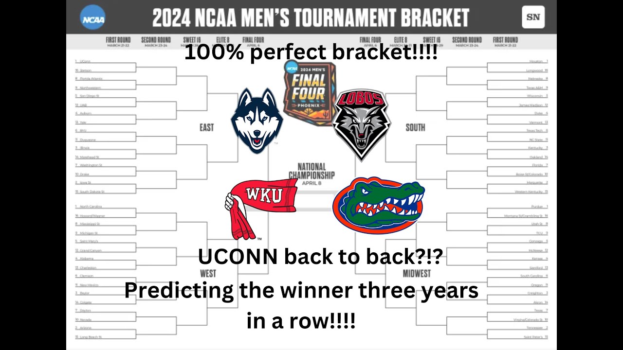 March Madness Bracketology 2024, PERFECT BRACKET, 3 Years in a row ...