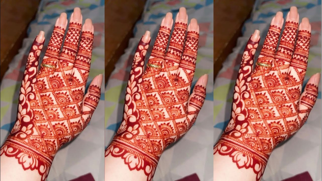 Latest Check pattern Mehndi Design | Flower Mehndi Design | Full Hand ...