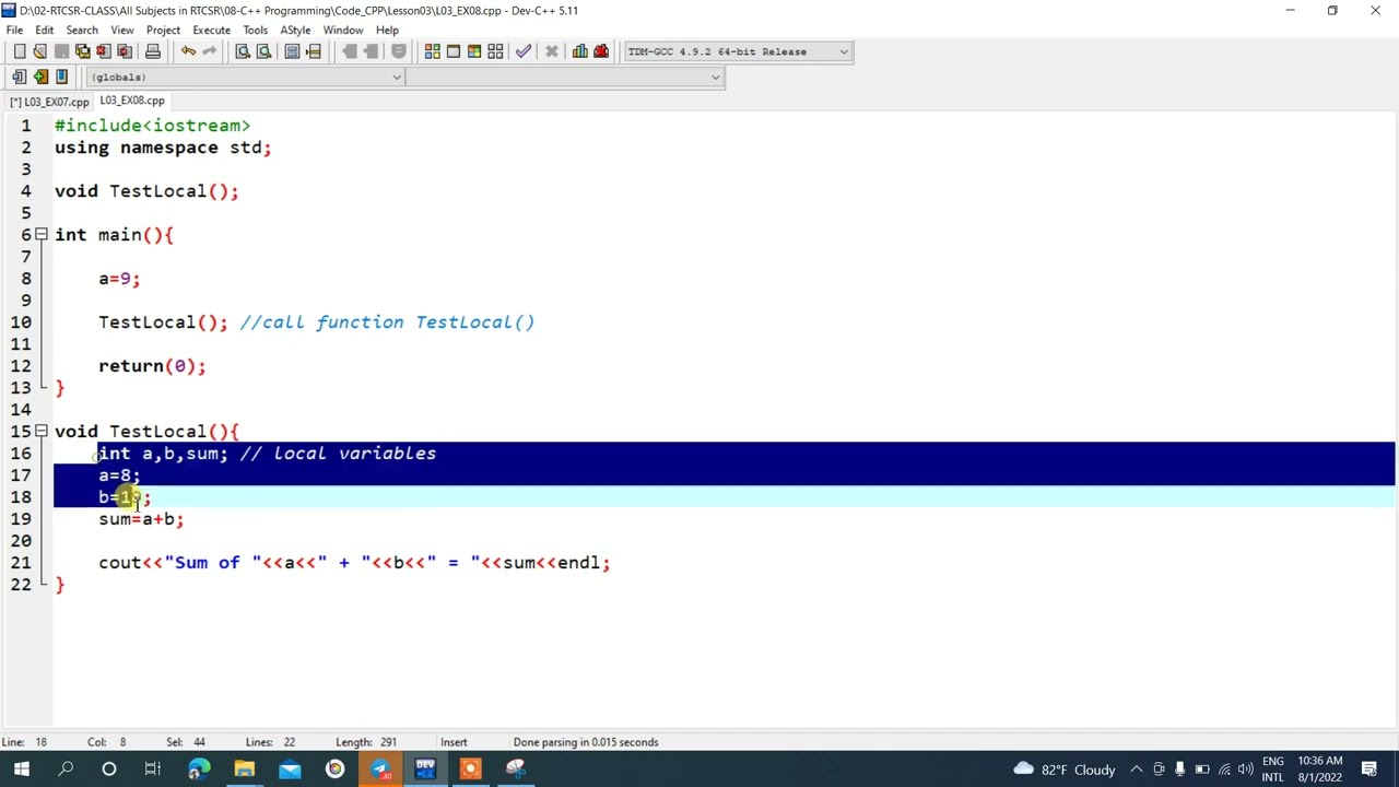 03.04 Using Data Type And Local Global Variable In C++ - YouTube