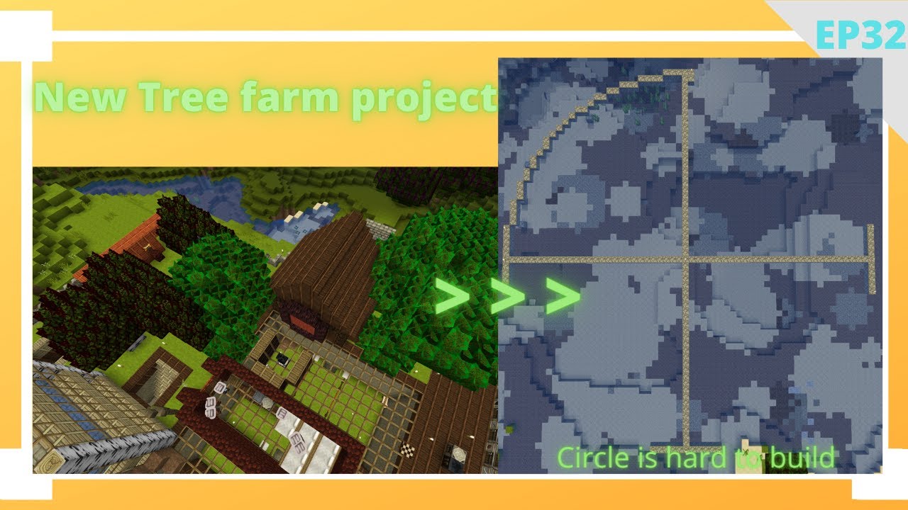 Minecraft Peaceful Survival EP32: Circle tree farm project - YouTube