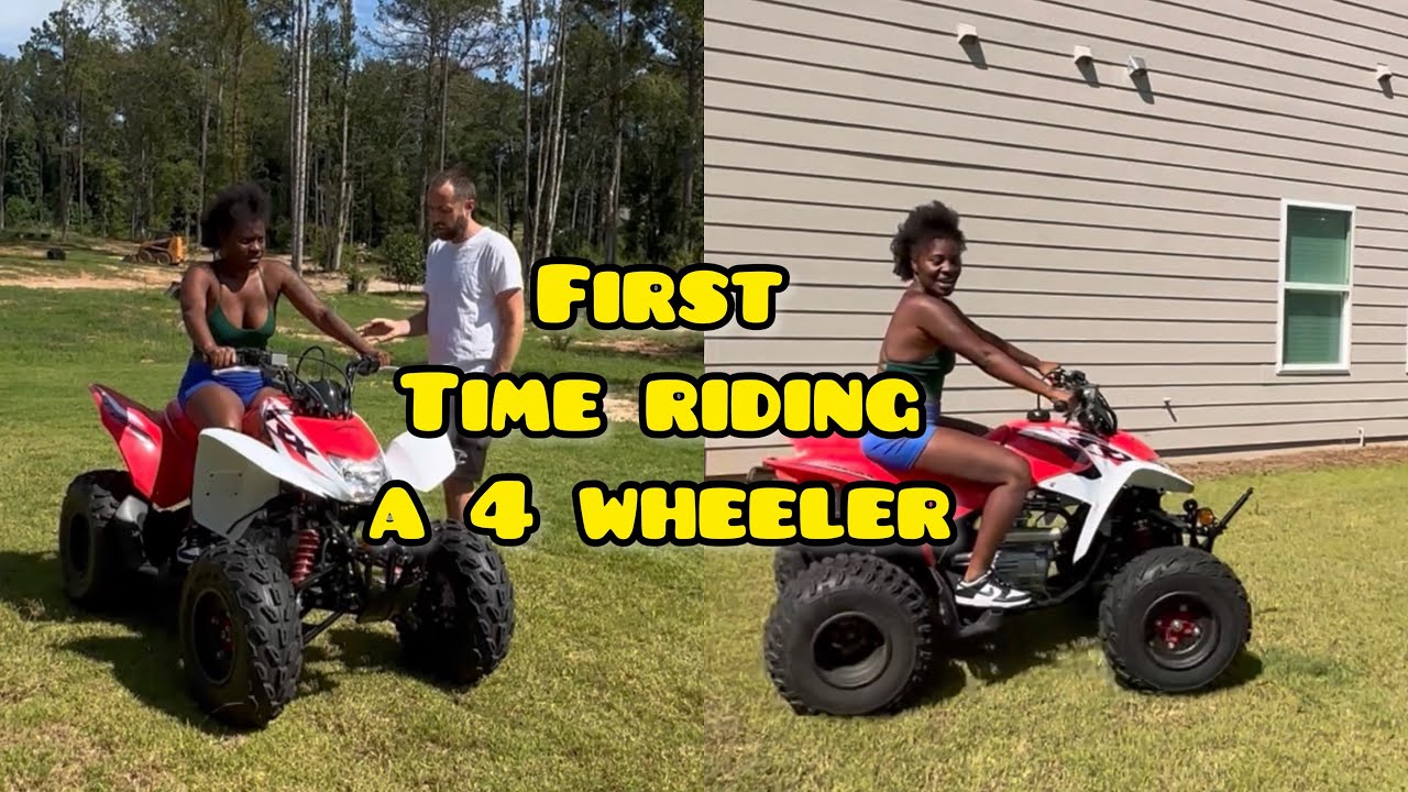 Learning to ride a 4 wheeler - YouTube