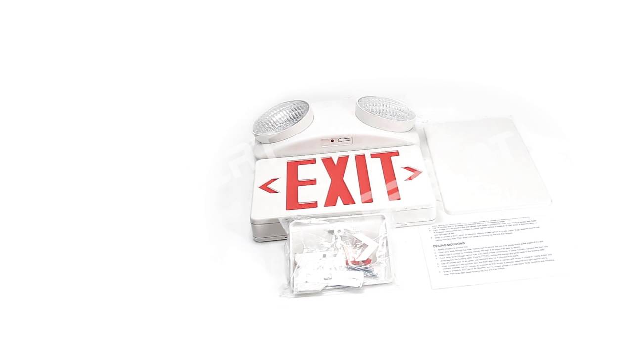 Red LED Exit & Incandescent Emergency Light--XM202L - YouTube
