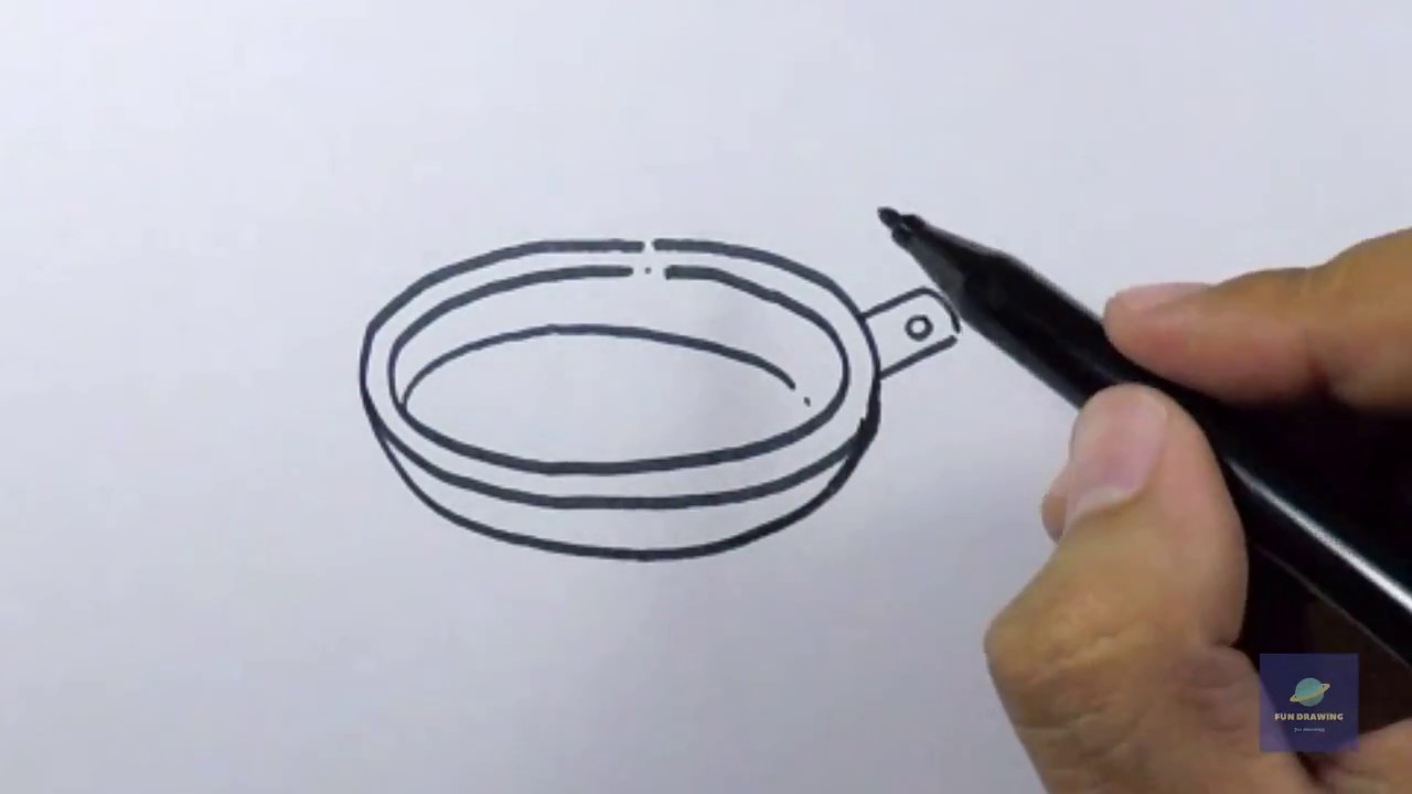 Drawing a frying pan - YouTube
