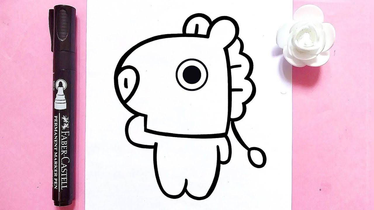 How to draw BT21 Mang easily / step by step lesson - YouTube