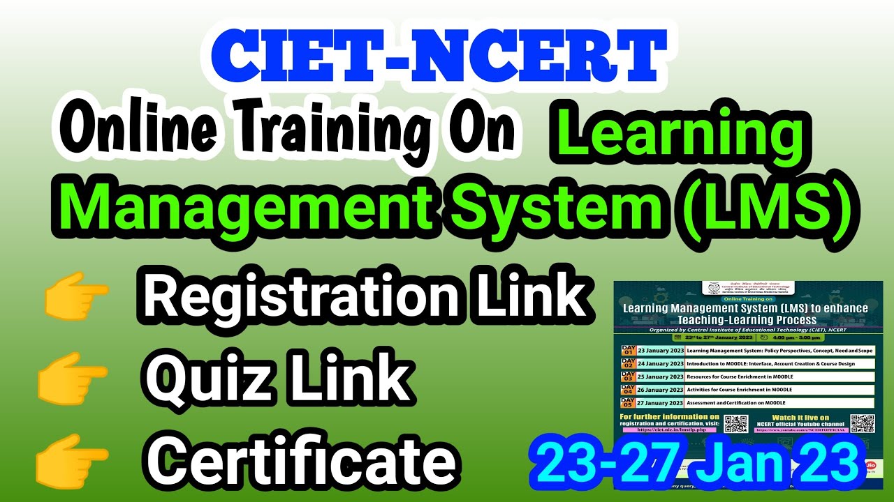 Learning Management System Organised by NCERT | NCERT | CIET | Free ...