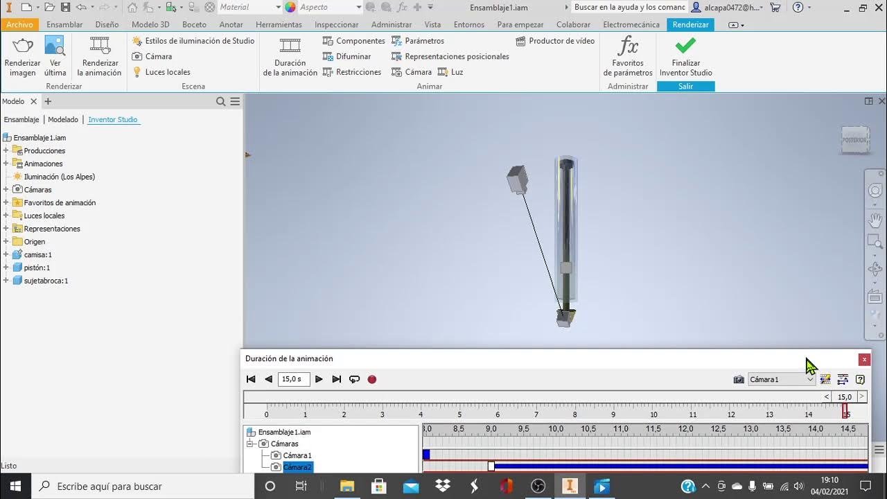 INVENTOR animación con 2 cámaras inventor studio - YouTube
