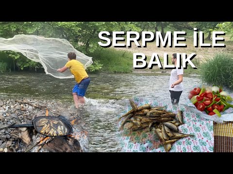 SERPME İLE BALIK AVI ! Tatlı Su Balığı Nasıl Temizlenir Ve Pişirilir ? Primitive Fishing - ASMR
