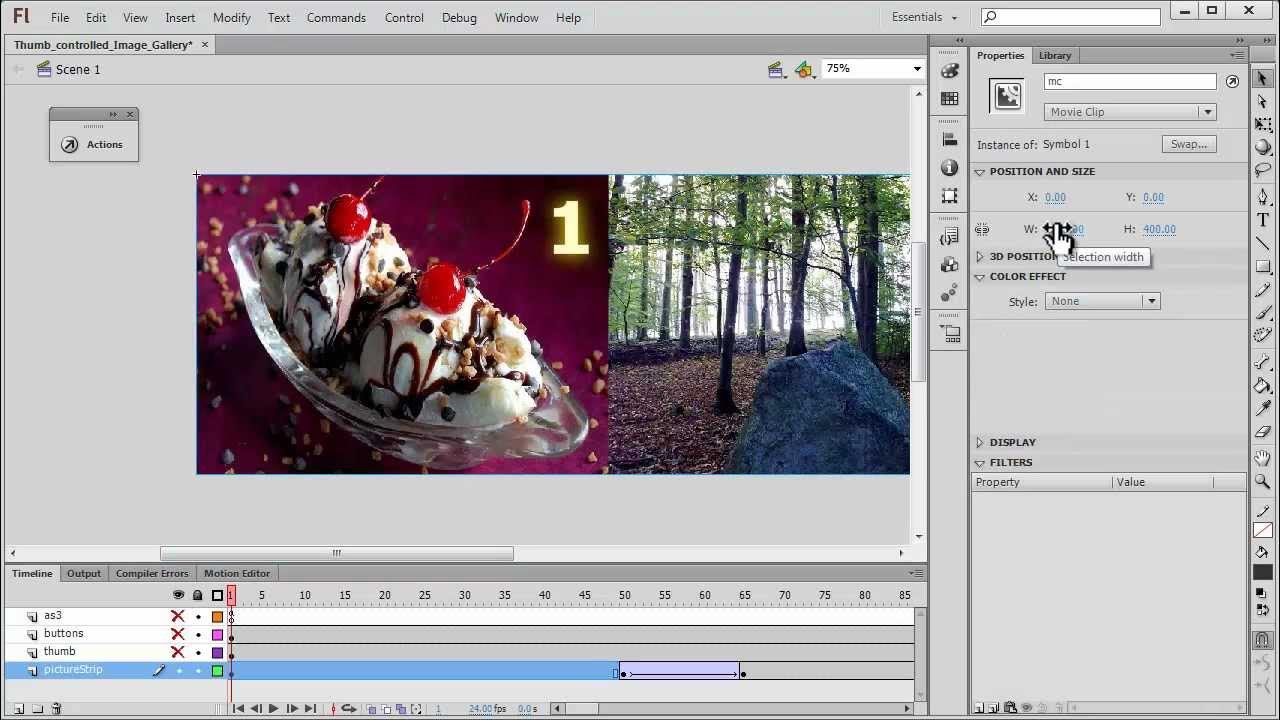 Flash Cs6 Tutorial : Thumbnail / Button Controlled / Automatic Image Rotator-2 - YouTube