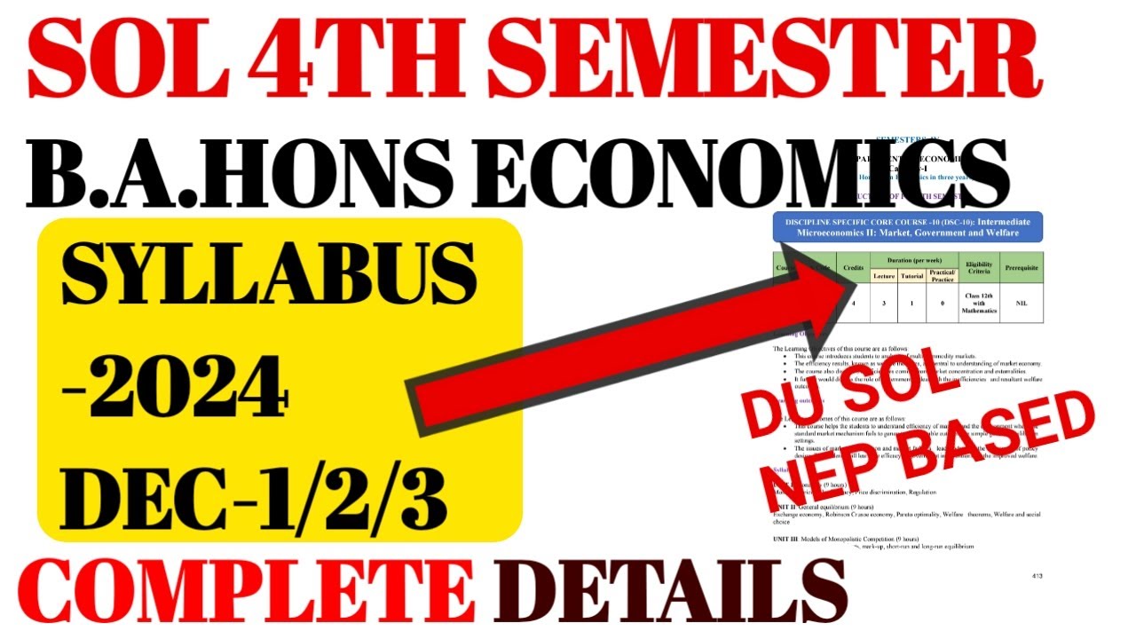 SOL 4TH SEMESTER SYLLABUS DETAILS 2024|B.A.HONS ECONOMICS SYLLABUS ...