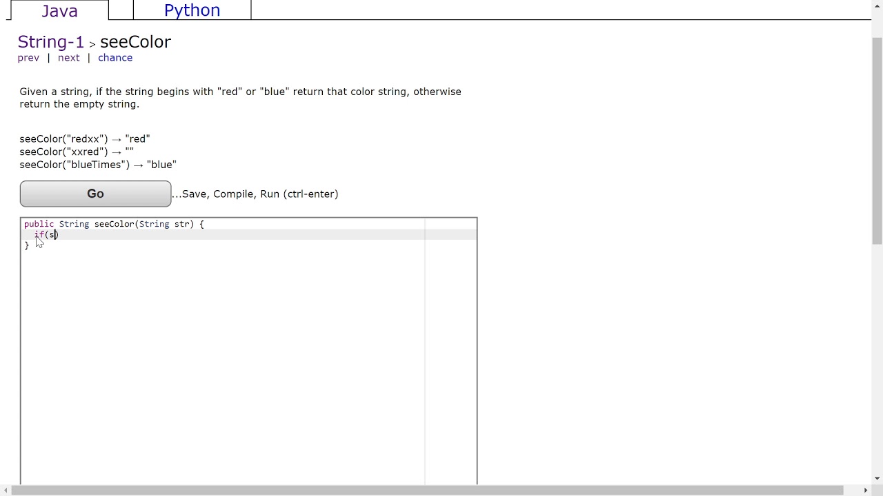 String-1 (seeColor) Java Solution || Codingbat.com - YouTube String-1 (seeColor) Java Solution || Codingbat.com - YouTube