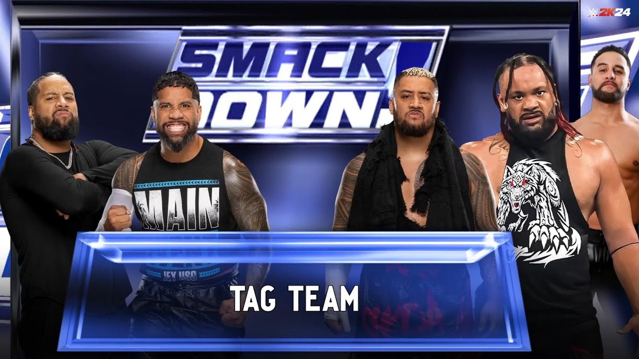 Jey Uso & Jimmy Uso vs Solo Sikoa & Jacob Fatu WWE SmackDown Tag Team ...