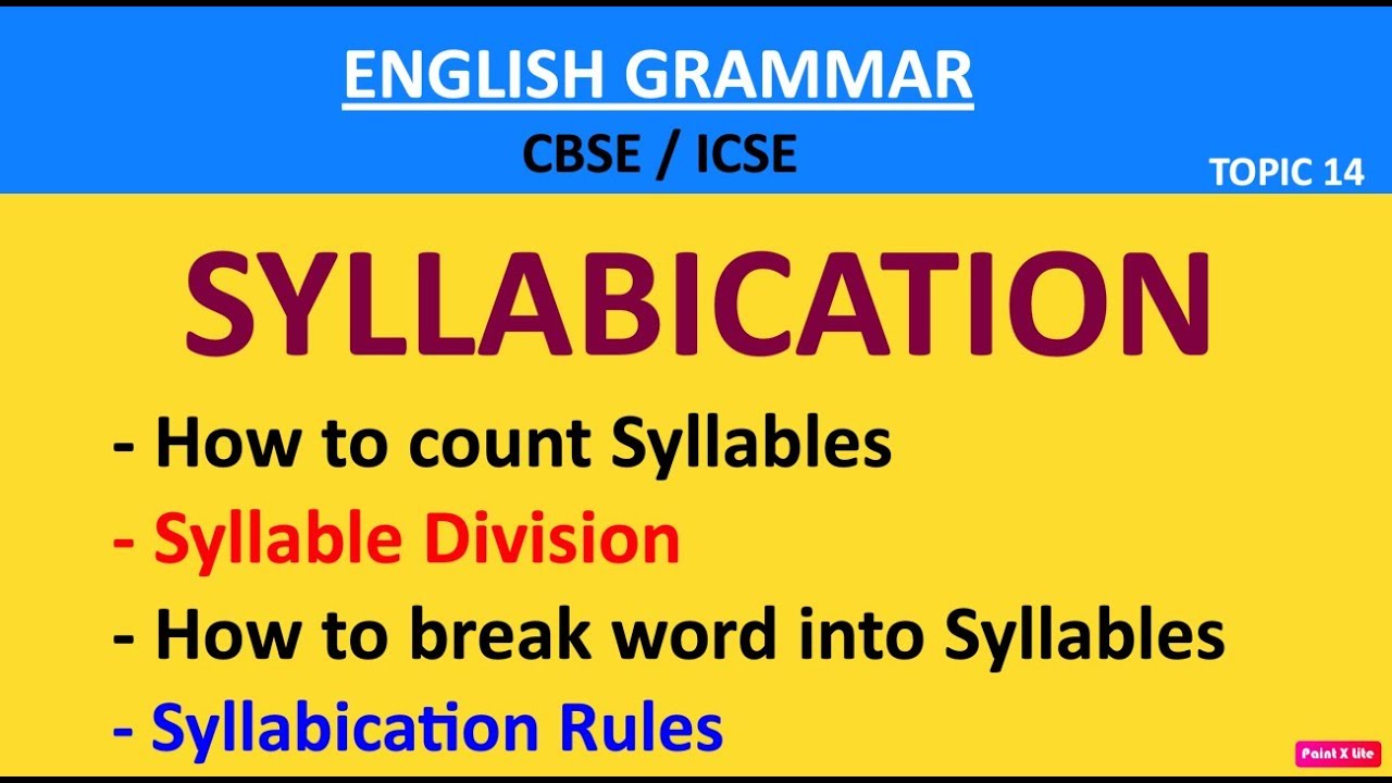 SYLLABICATION| How to Count Syllable| How to Break into Syllable ...