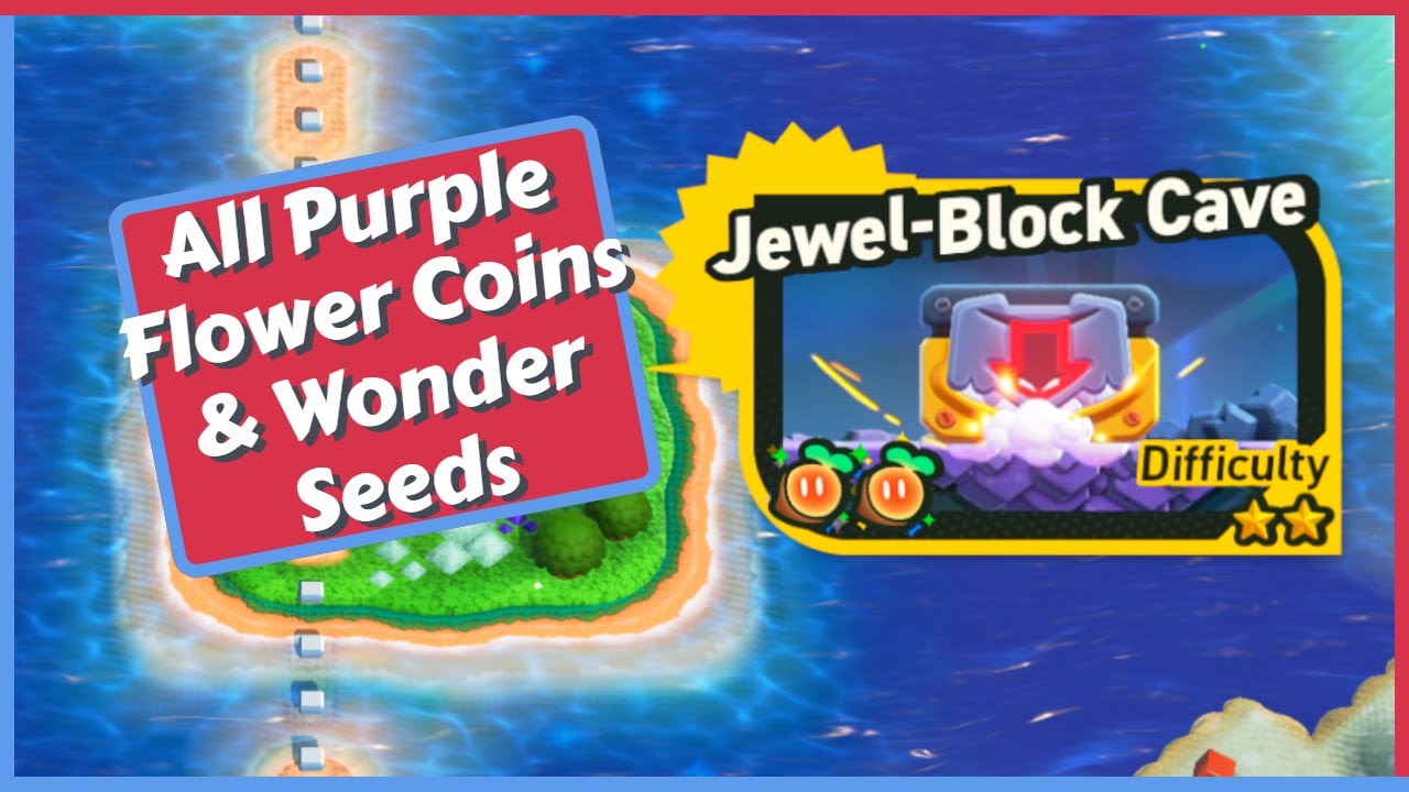 Jewel-Block Cave - All Purple Flower Coins & Wonder Seeds + Flagpole ...