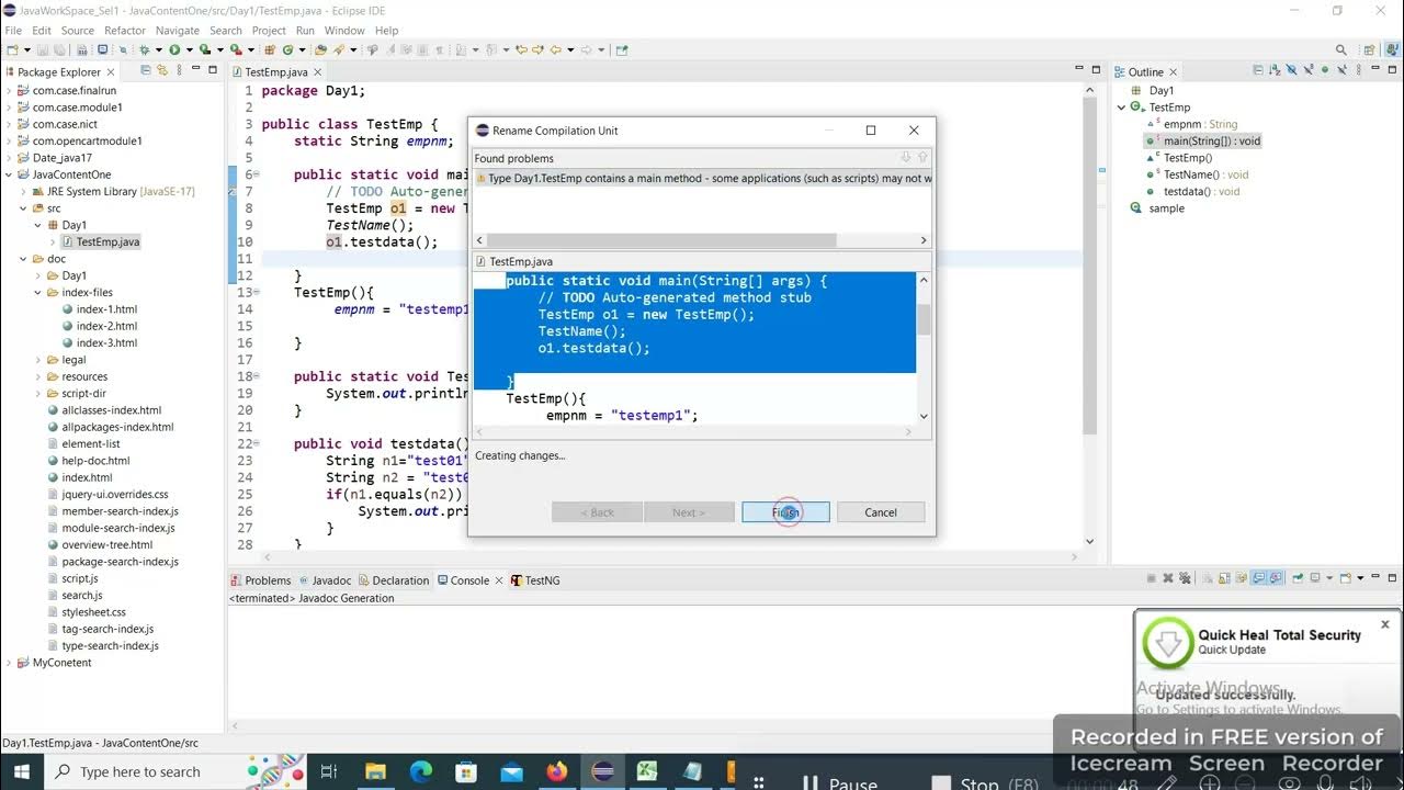 How To Rename The Java Project Package Class In Eclipse Youtube