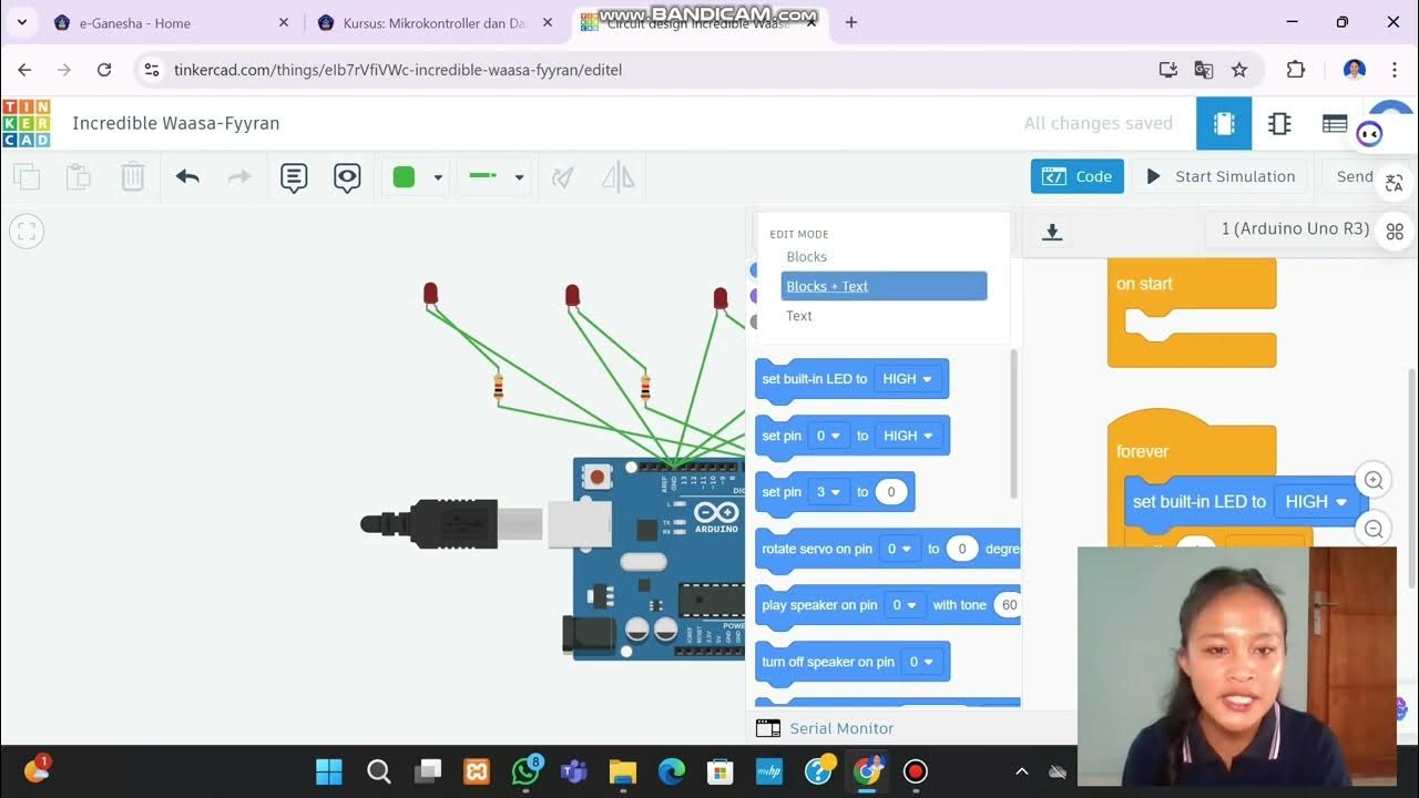 Pengolahan LED berbasis Arduino UNO dengan Simulasi TinkerCad - YouTube