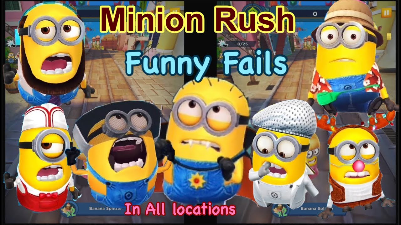 Minion Rush Funny Fails in all locations Despicable Me Minion Rush ...