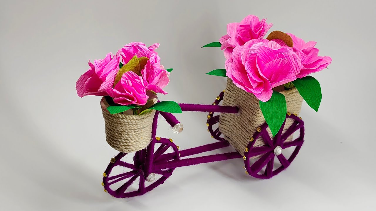 Cycle Craft || Cycle Craft with Bangles || DIY Bicycle with woolen and ...
