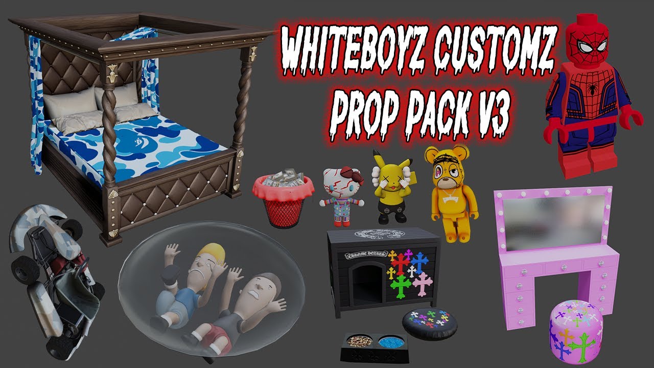 Prop/Furniture Pack V3 | Whiteboyz Cusomz | Fivem Prop Pack - YouTube